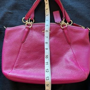 Coach | Bags | Coach Pebbled Leather Dark Pink Bag | Poshmark